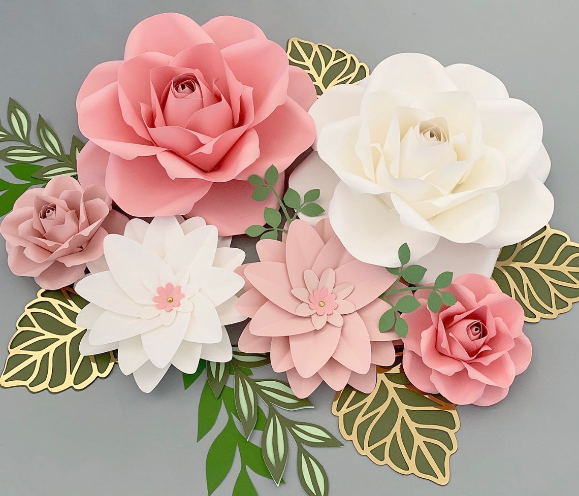 Paper Flowers Wall Decor Pink Paper Flowers Nursery Girl - Etsy