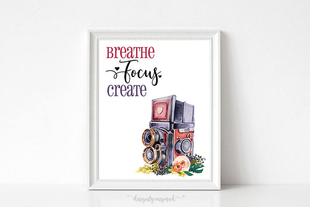 Vintage Camera Word Art Print Breathe Focus Create - Etsy