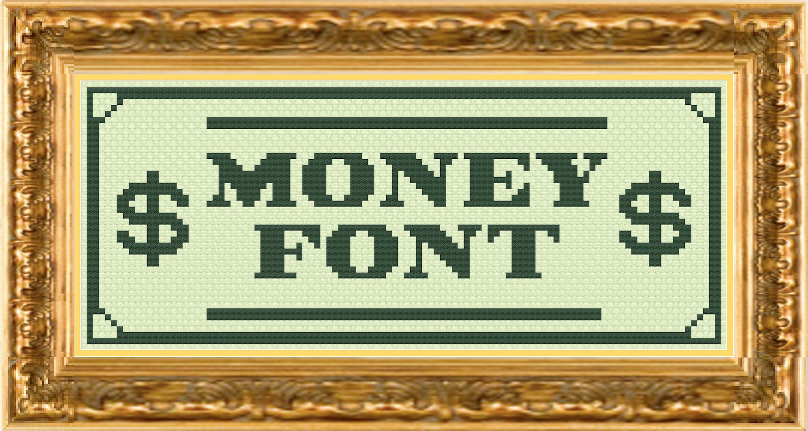 Money Font Cross Stitch Pattern | PATTERN ONLY | PDF Instant Download ...