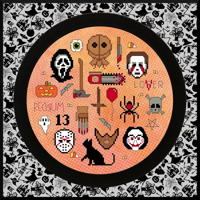 Horror Movie Scary Halloween Spooky Collage Cross Stitch - Etsy