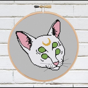 Trippy Alien Moon Cat Cross Stitch Pattern | PATTERN ONLY | PDF Instant ...