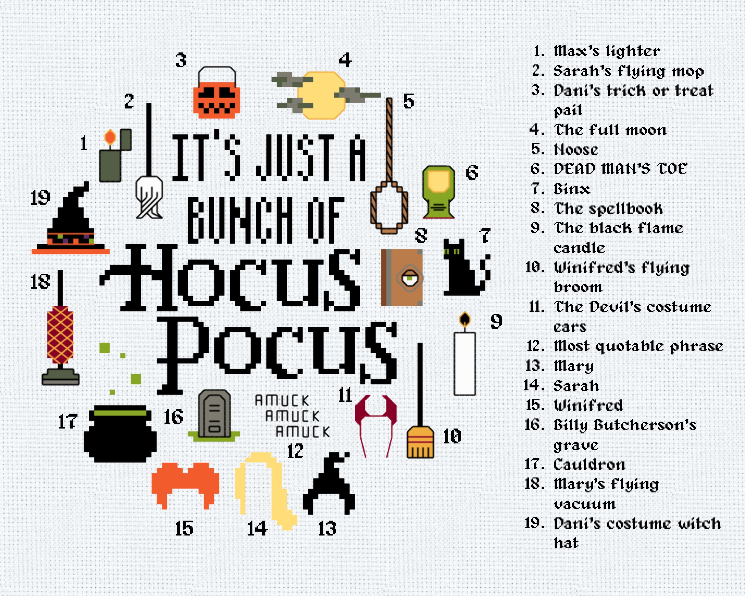It's Just a Bunch of Hocus Pocus Circle Cross Stitch | Etsy