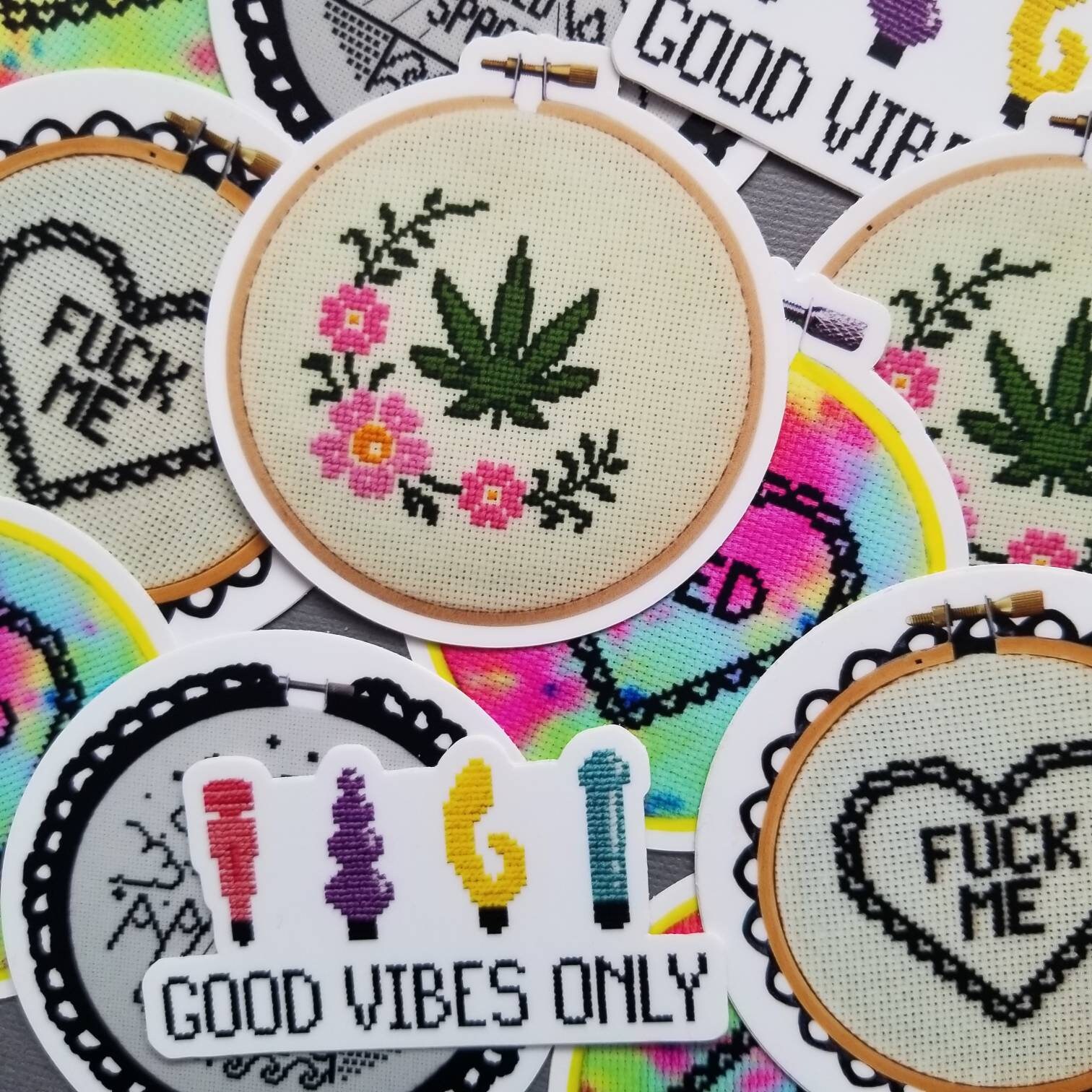 Floral Weed Marijuana Leaf Flower Embroidery Hoop Cross Stitch - Etsy ...