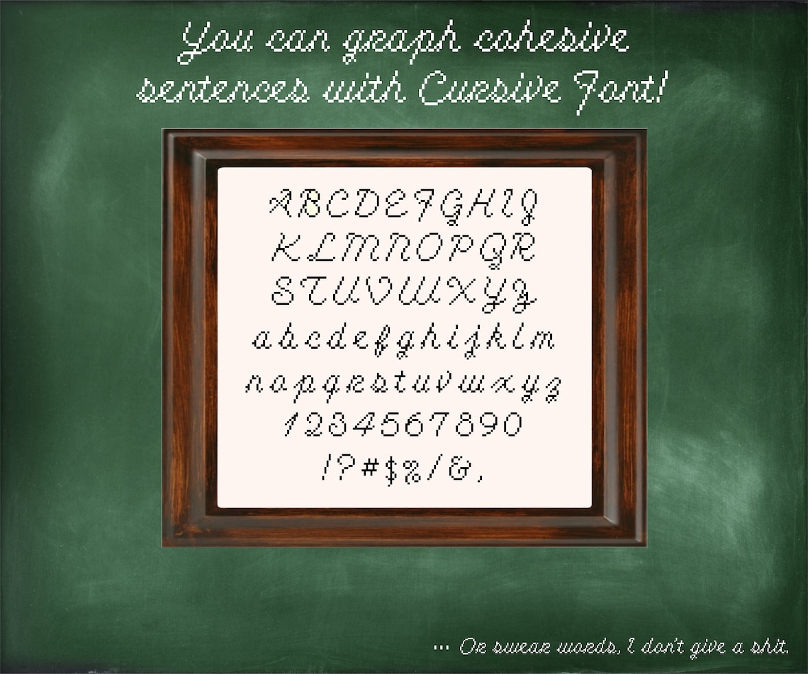 Cursive Font Cohesive Letters Cross Stitch Pattern PATTERN | Etsy