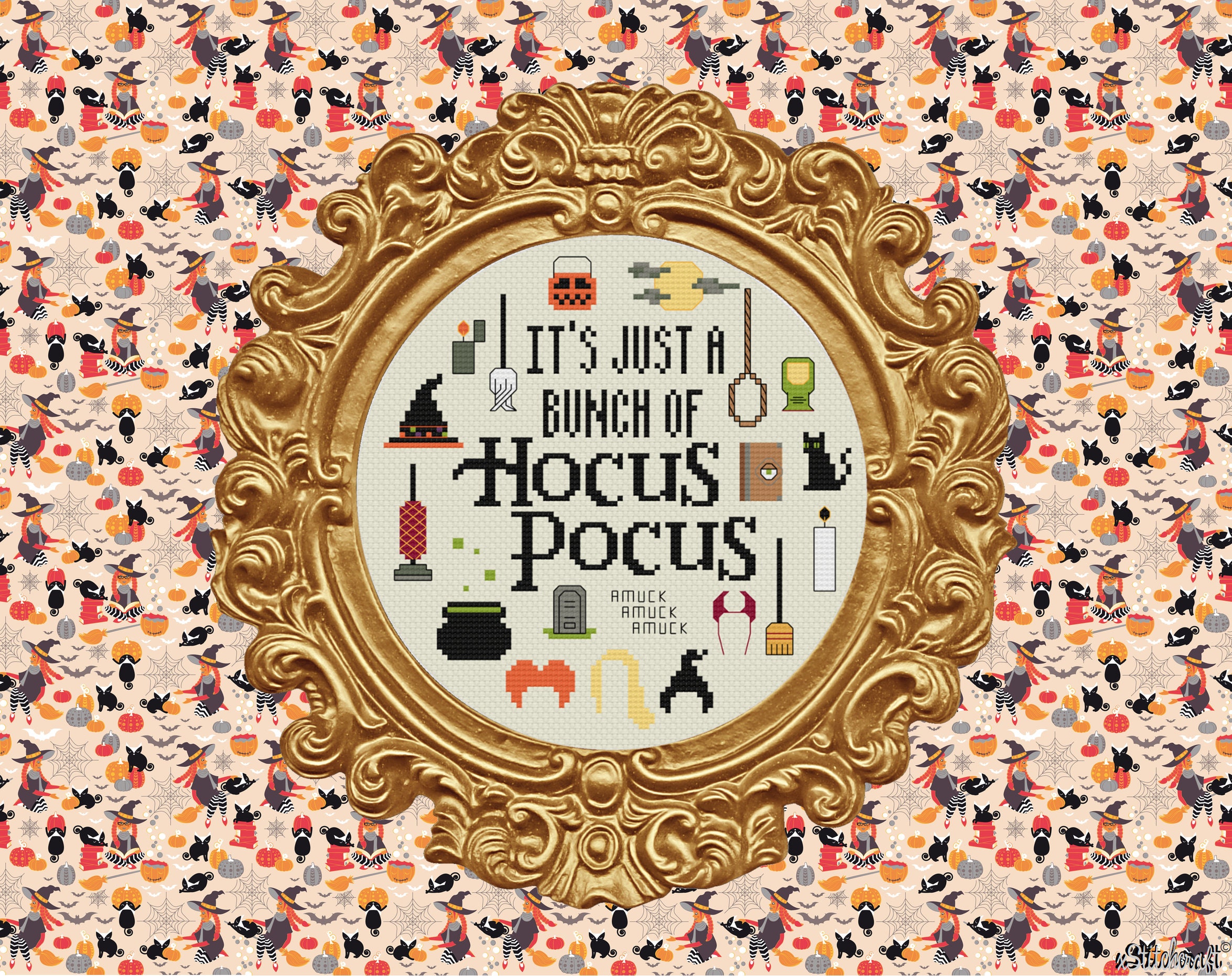 It's Just a Bunch of Hocus Pocus Circle Cross Stitch - Etsy Canada