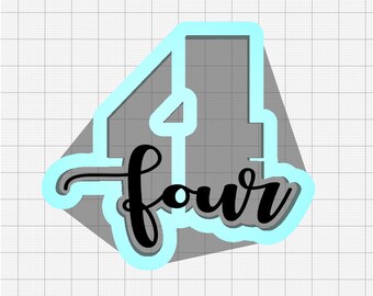 Number Four With a Crown Cookie and Fondant Cutter - Etsy