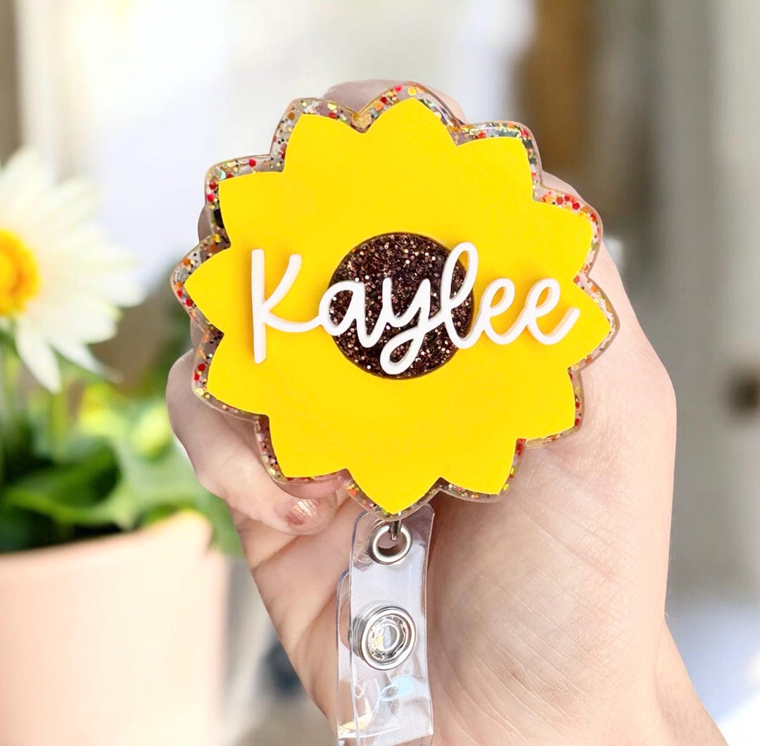 Spring Badge Reel | Sunflower Badge Reel | Teacher Badge Reel| Nurse ...
