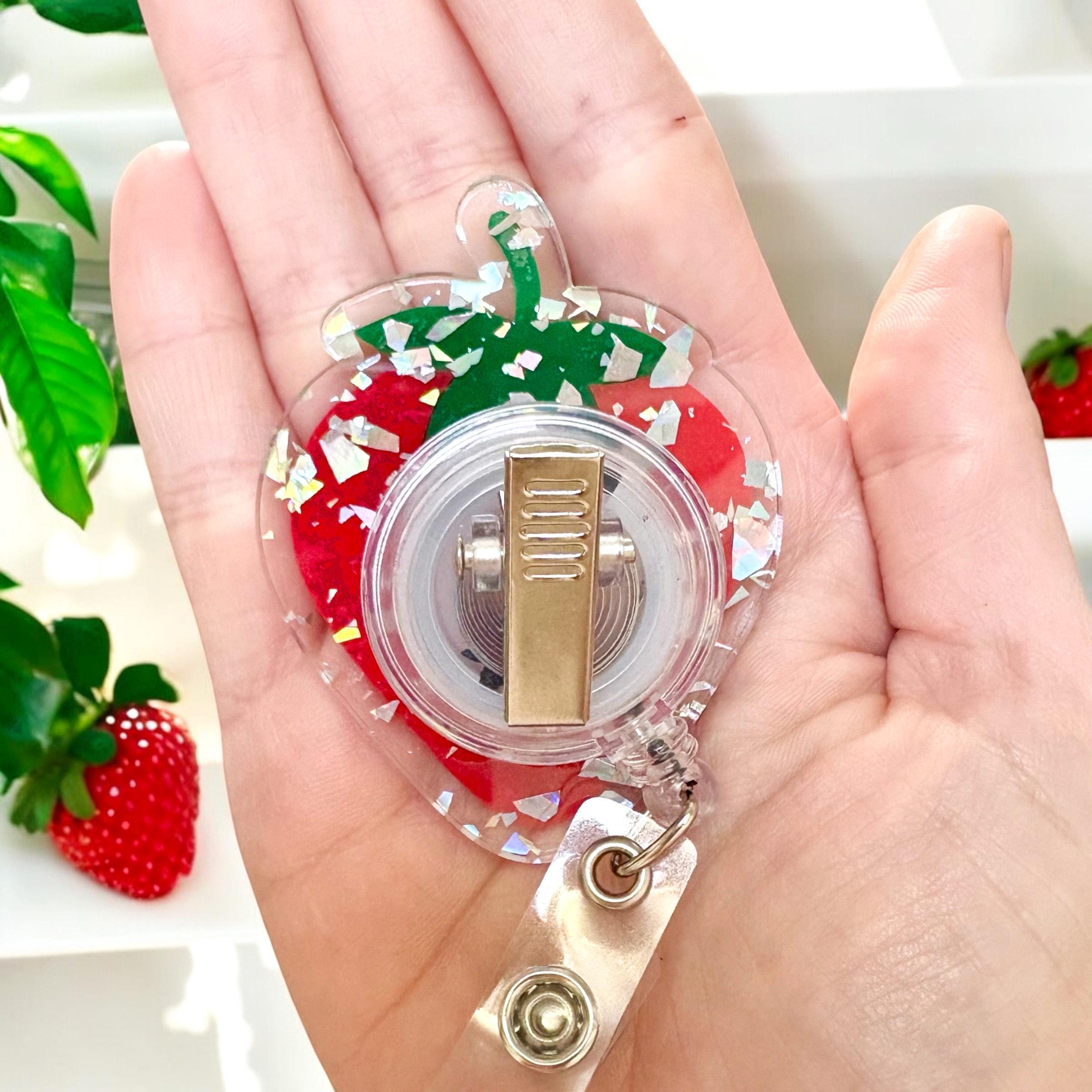 Strawberry Badge Reel | Spring Badge Reel | Teacher Badge Reel| Nurse ...