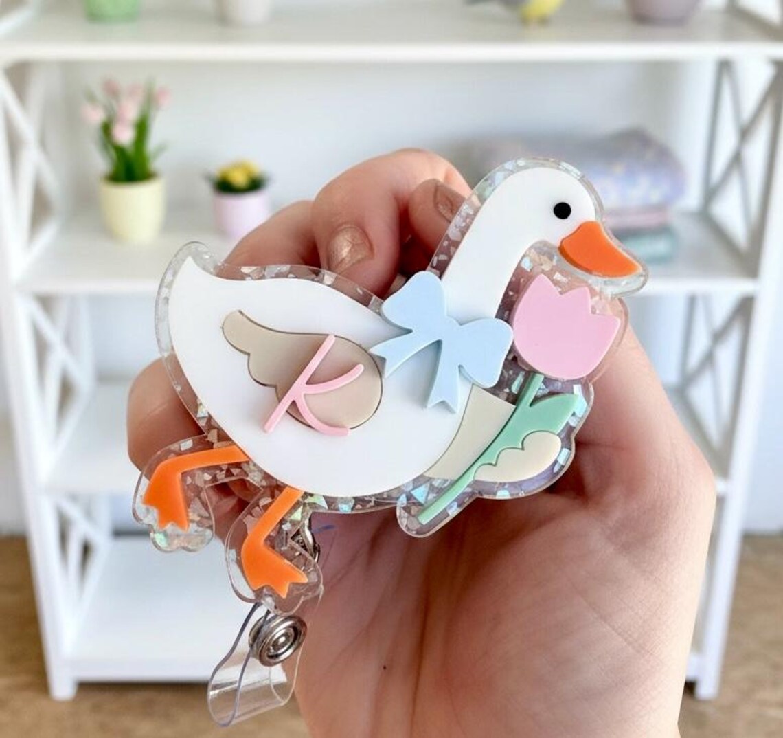 Spring Goose Badge Reel | Spring Badge Reel | Teacher Badge Reel| Nurse ...