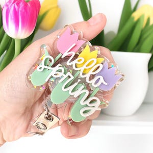 Spring Badge Reel | Personalized Spring Badge Reel | Teacher Badge Reel ...