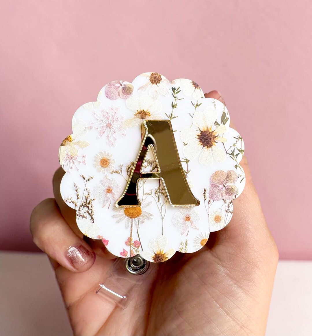 Personalized Floral Badge Reel | Spring and Summer Badge Reel | Teacher ...