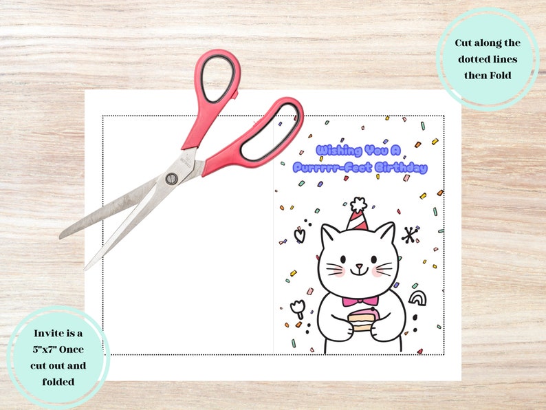 Cat Birthday Card Printable, Digital Download, Purrrrr-fect Birthday ...