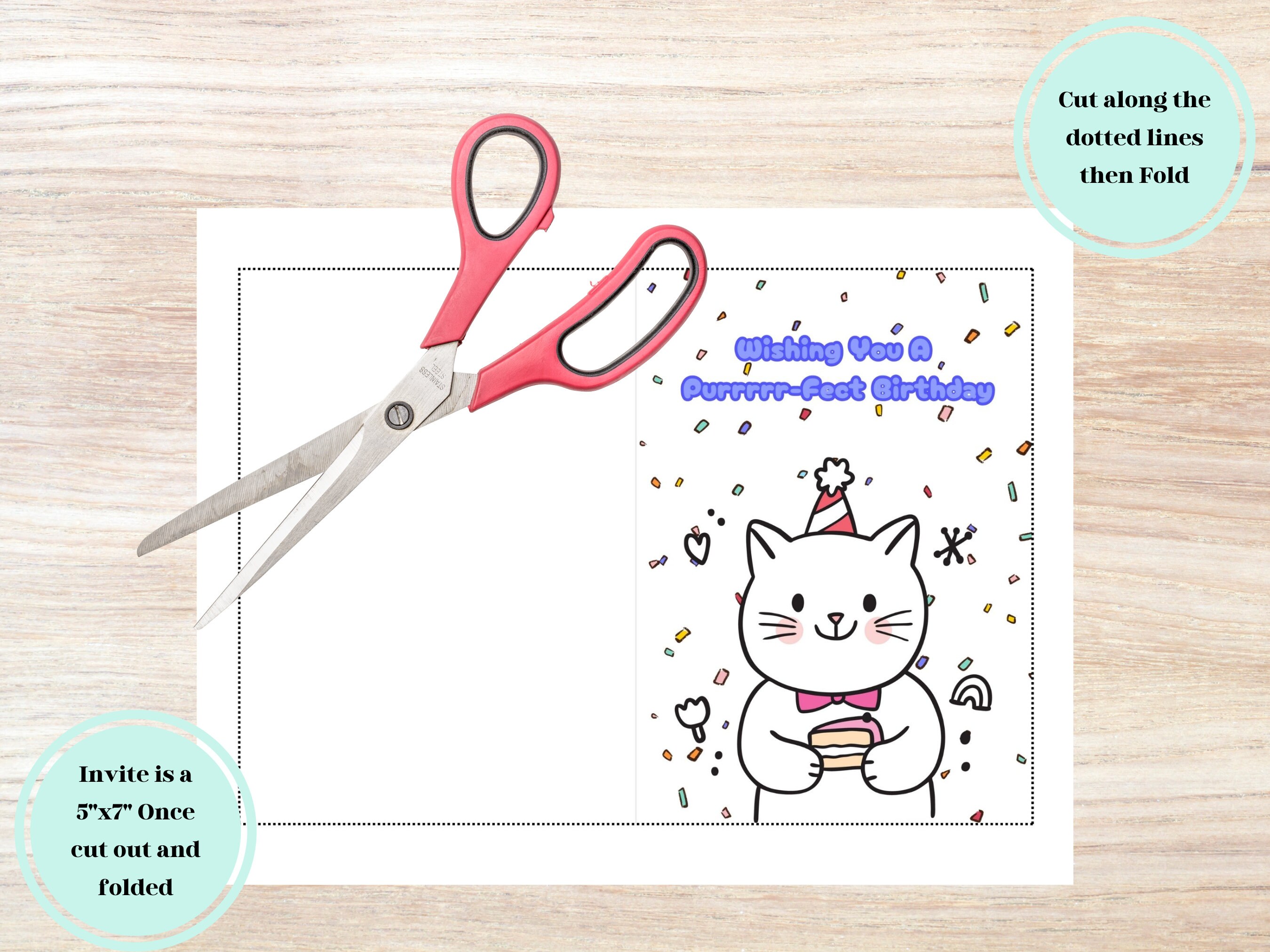Cat Birthday Card Printable, Digital Download, Purrrrr-fect Birthday ...