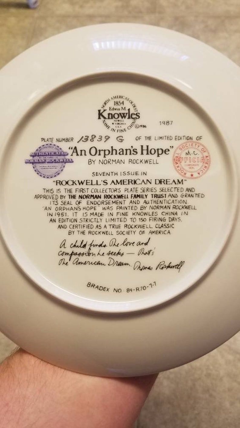 An Orphans Hope Norman Rockwell Plate 13839G - Etsy