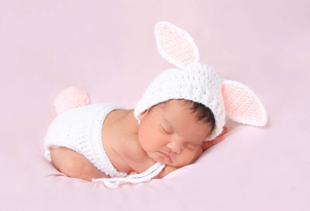 Baby Bunny Outfit Crochet Bunny Hat Diaper Cover Baby Animal Hat ...