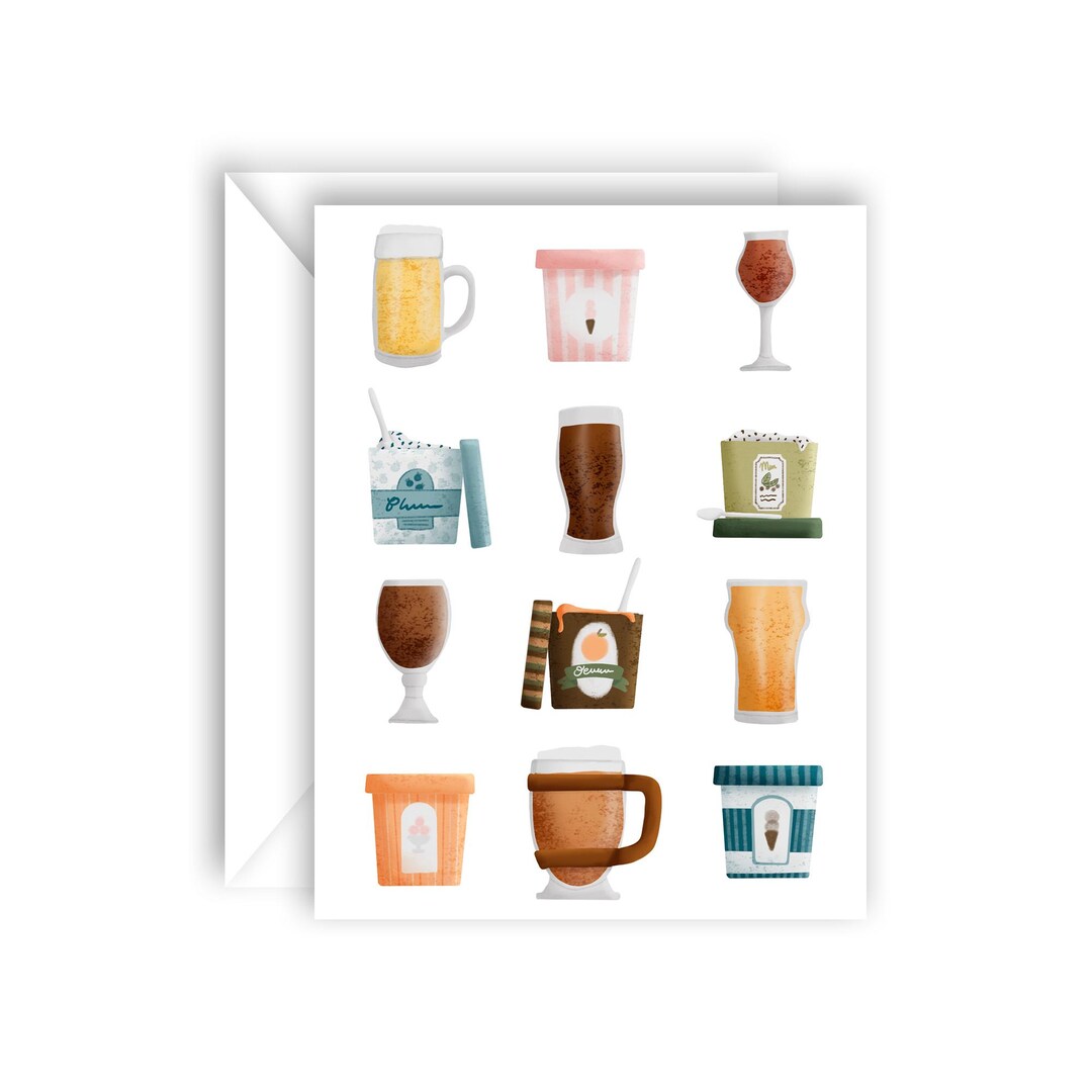 Birthday Pints Card for Ice Cream & Beer Lover With Internal Message - Etsy
