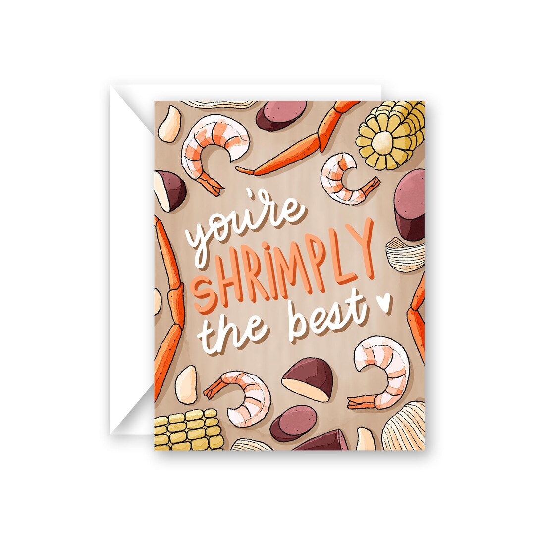 Shrimply the Best Thank You Card, Foodie Gift - Etsy