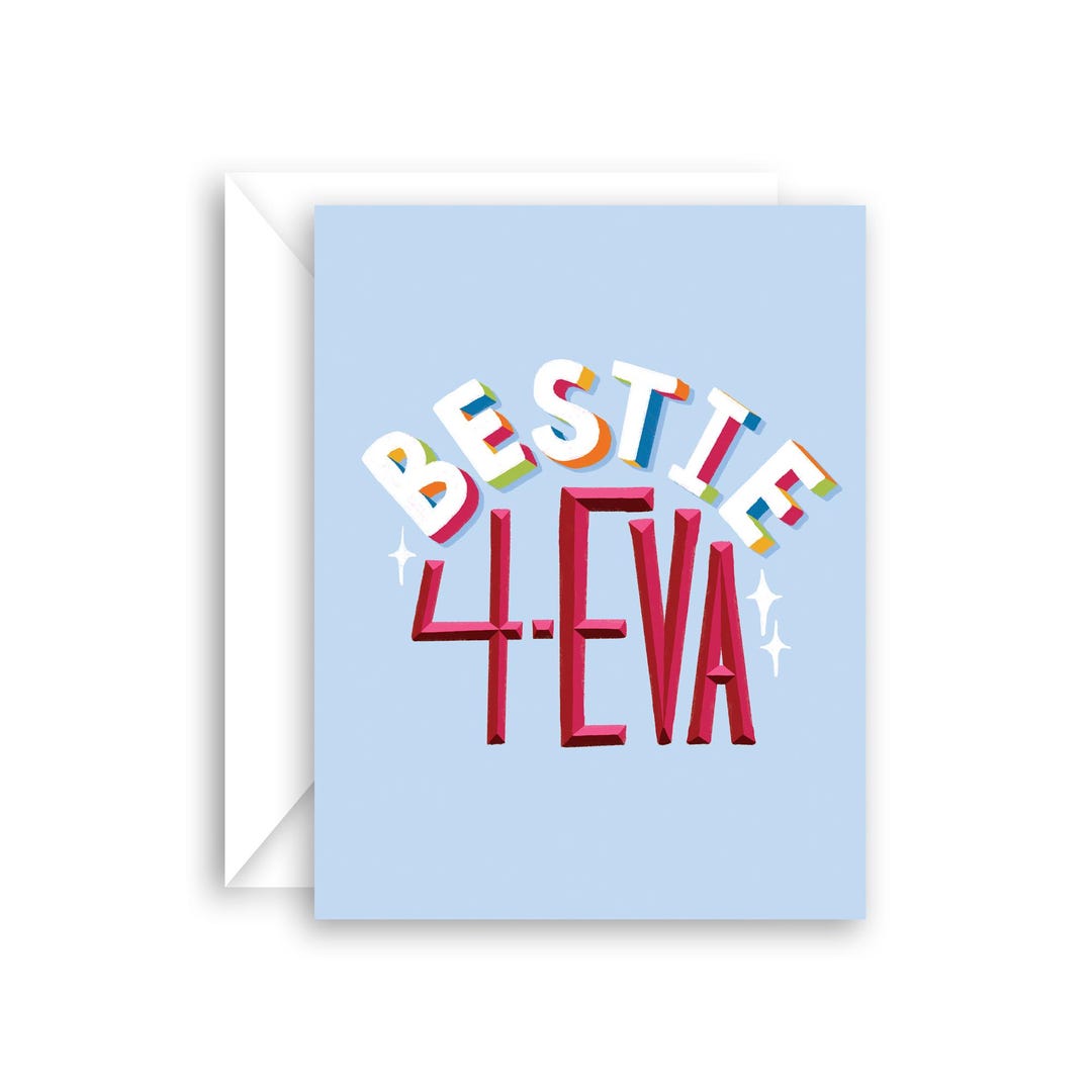 Bestie 4EVA, Birthday Card for Work Friend, Moving Away Card With Blank ...