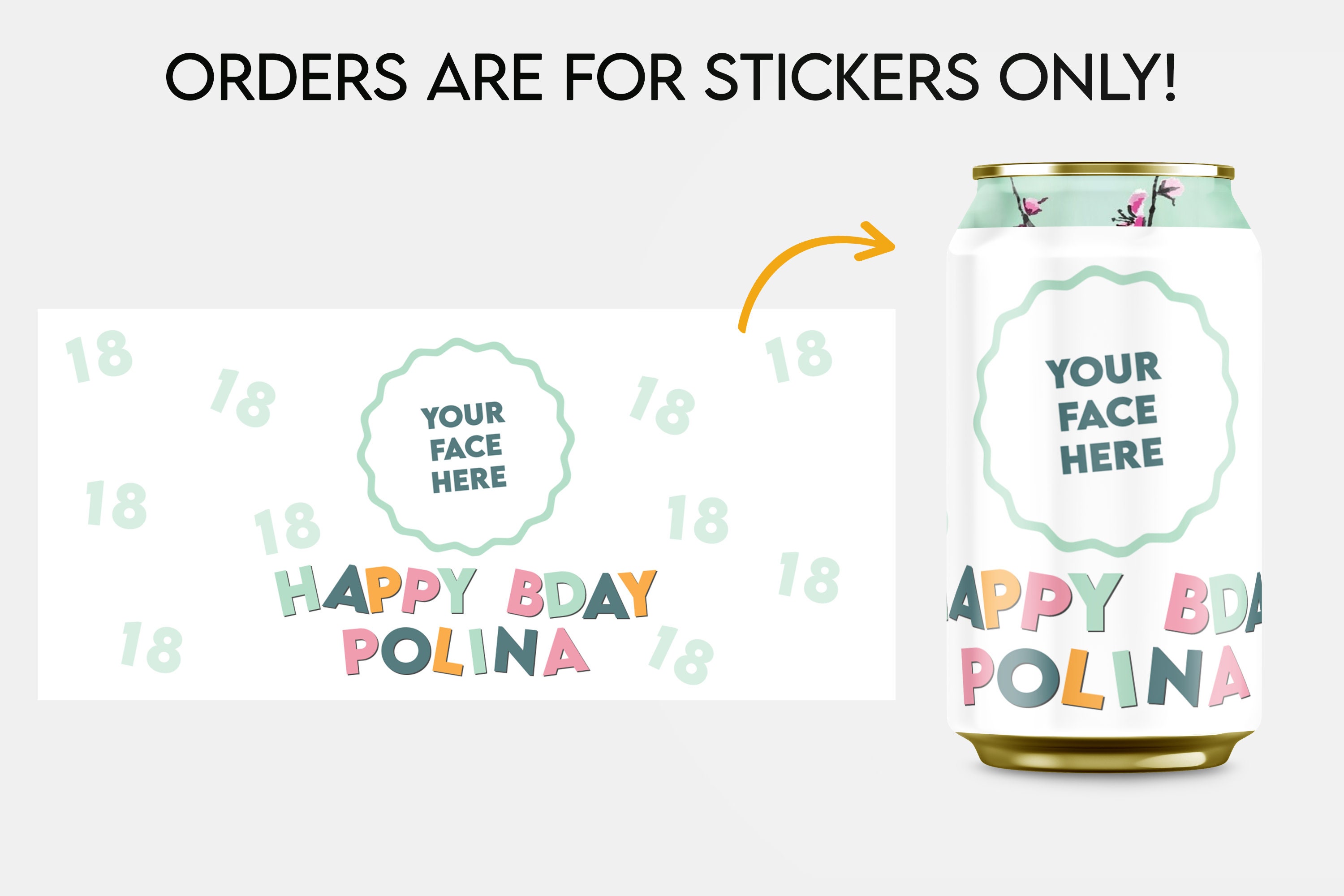 Happy Birthday Sticker HBD Custom Seltzer Sticker Can - Etsy