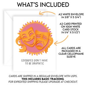 Goodbye Card for Theatre Friend, Farewell Card, Moving Gift With Blank ...
