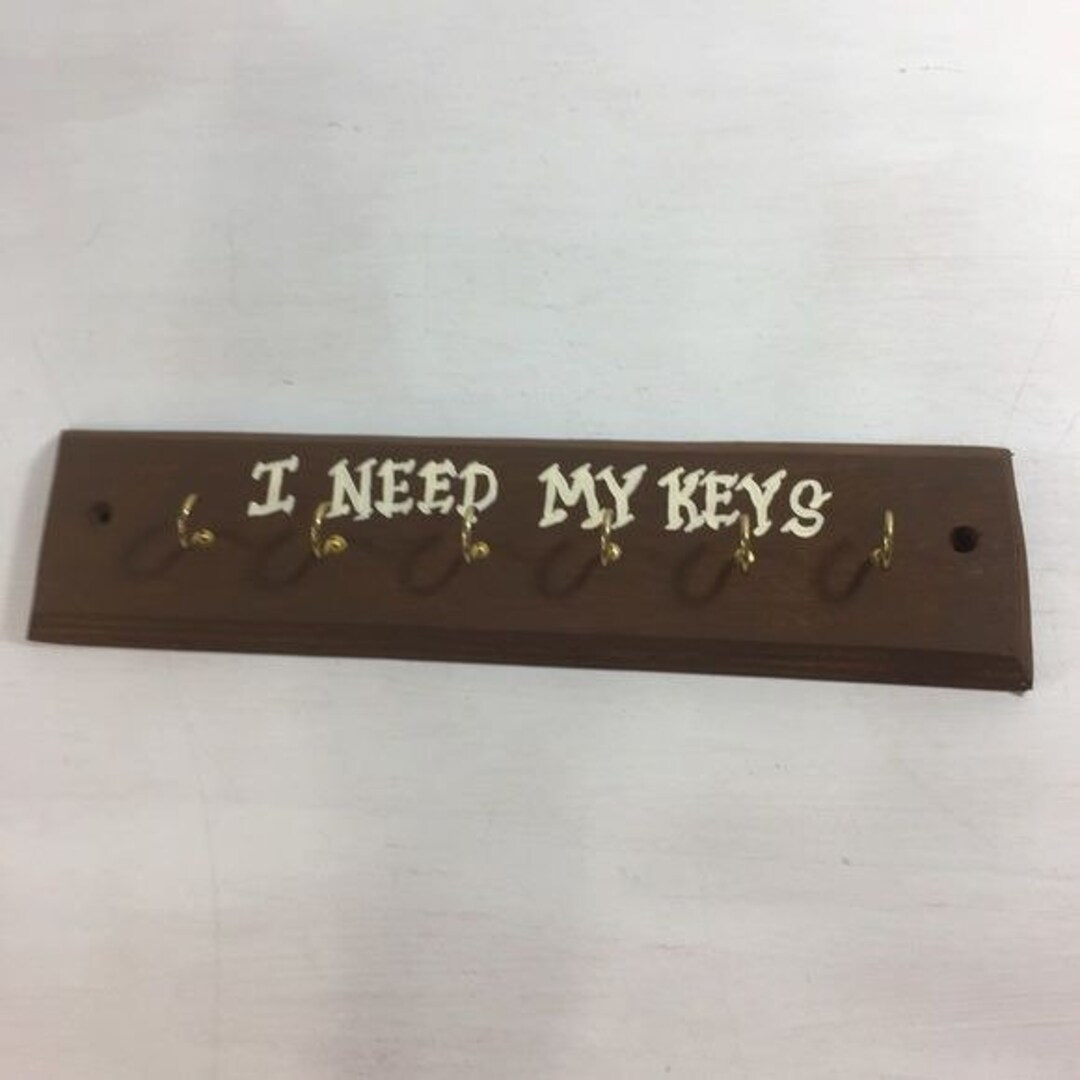 Homemade Small Key Rack Wooden Wall Hanging I Need My Keys - Etsy