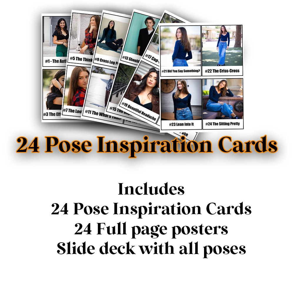 Model Posing Cards Digital Photography Posing Inspiration Card Template ...