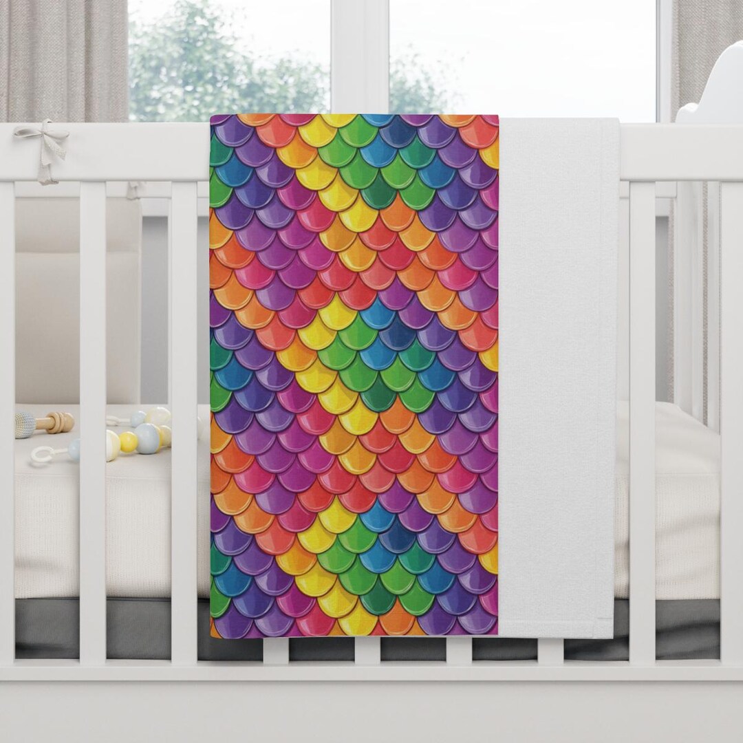 Rainbow Dragon Scale Blanket, Baby Shower Gift, Nursery Decor, Fleece ...
