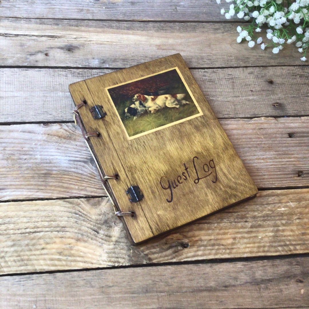 Vintage Guest Log, Guest Book, Wood, Burned Lettering, Visitors ...