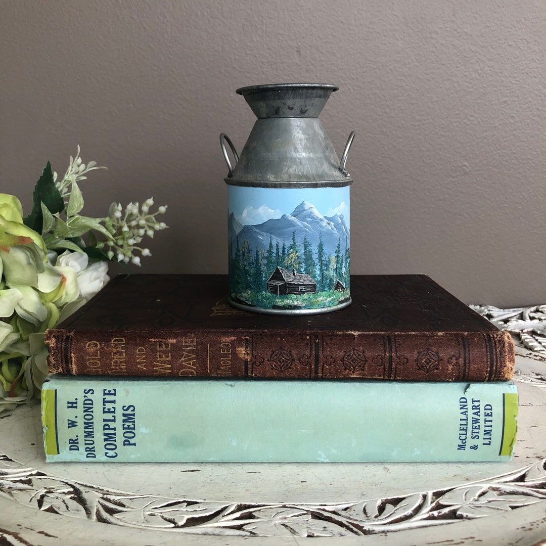 Vintage Miniature Milk Can With Original Landscape Painting Scene ...