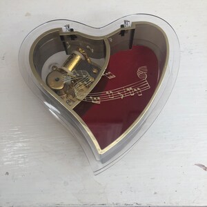 Vintage Heart Shaped Music Box, Jewellery Box, Memory Song, Clear ...