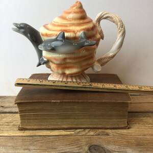 Vintage Novelty Teapot, Dolphins Conch Seashell, Beach Ocean Decor ...