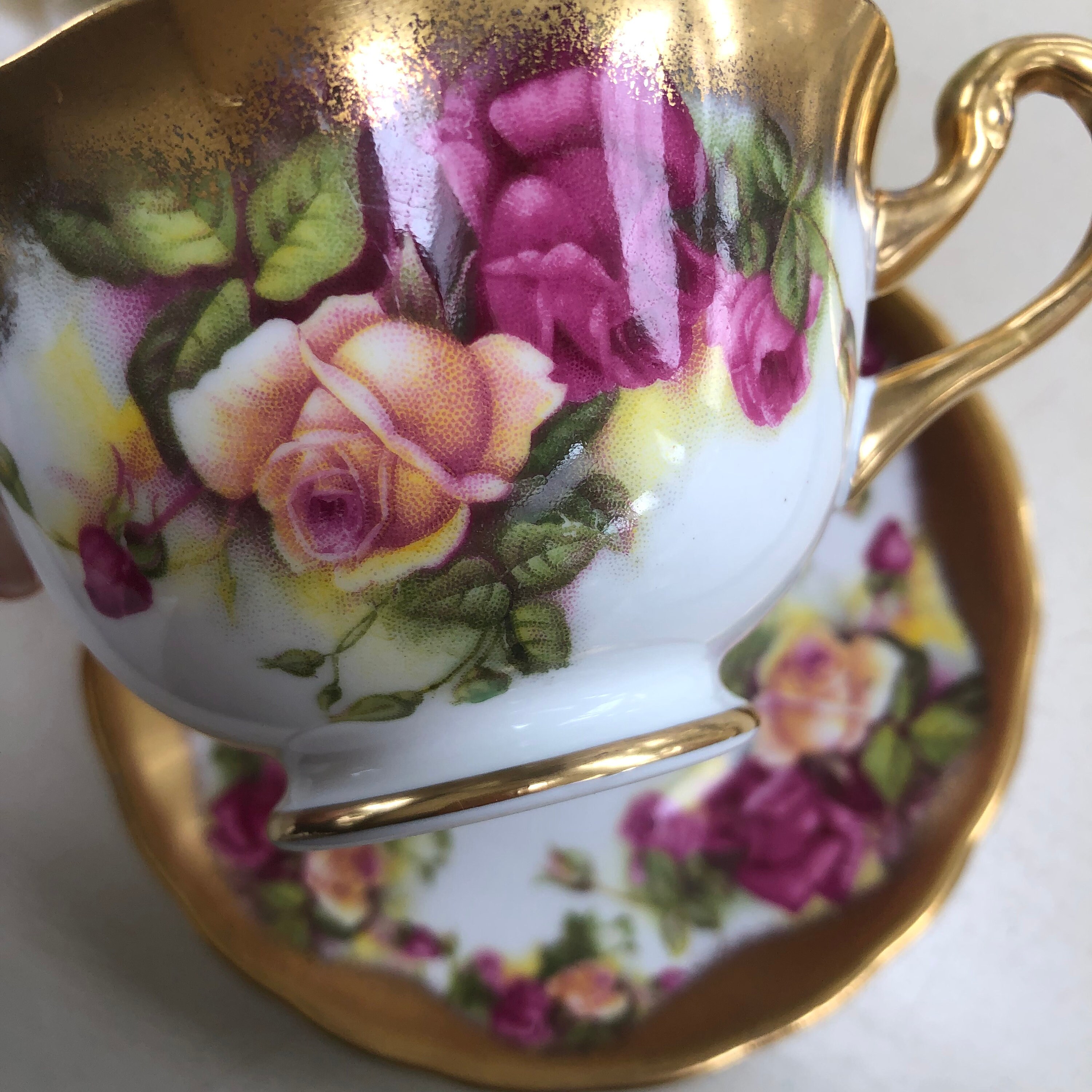 Vintage Royal Chelsea, Golden Rose Teacup, Gold Gilt, Pink Roses, Bone ...
