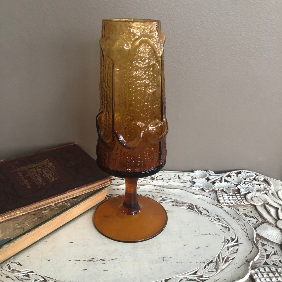 Vintage Stelvia Antiqua Amber Glass Vase, Wayne Husted Design - Etsy