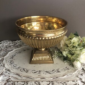 Vintage Brass Compote Pedestal Bowl Centrepiece, Heavy, Fruit Bowl ...