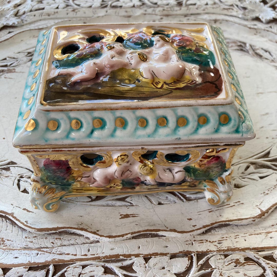 Vintage Capodimonte Trinket Box, Lidded Box, for Jewelry, Keepsake ...