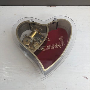 Vintage Heart Shaped Music Box, Jewellery Box, Memory Song, Clear ...