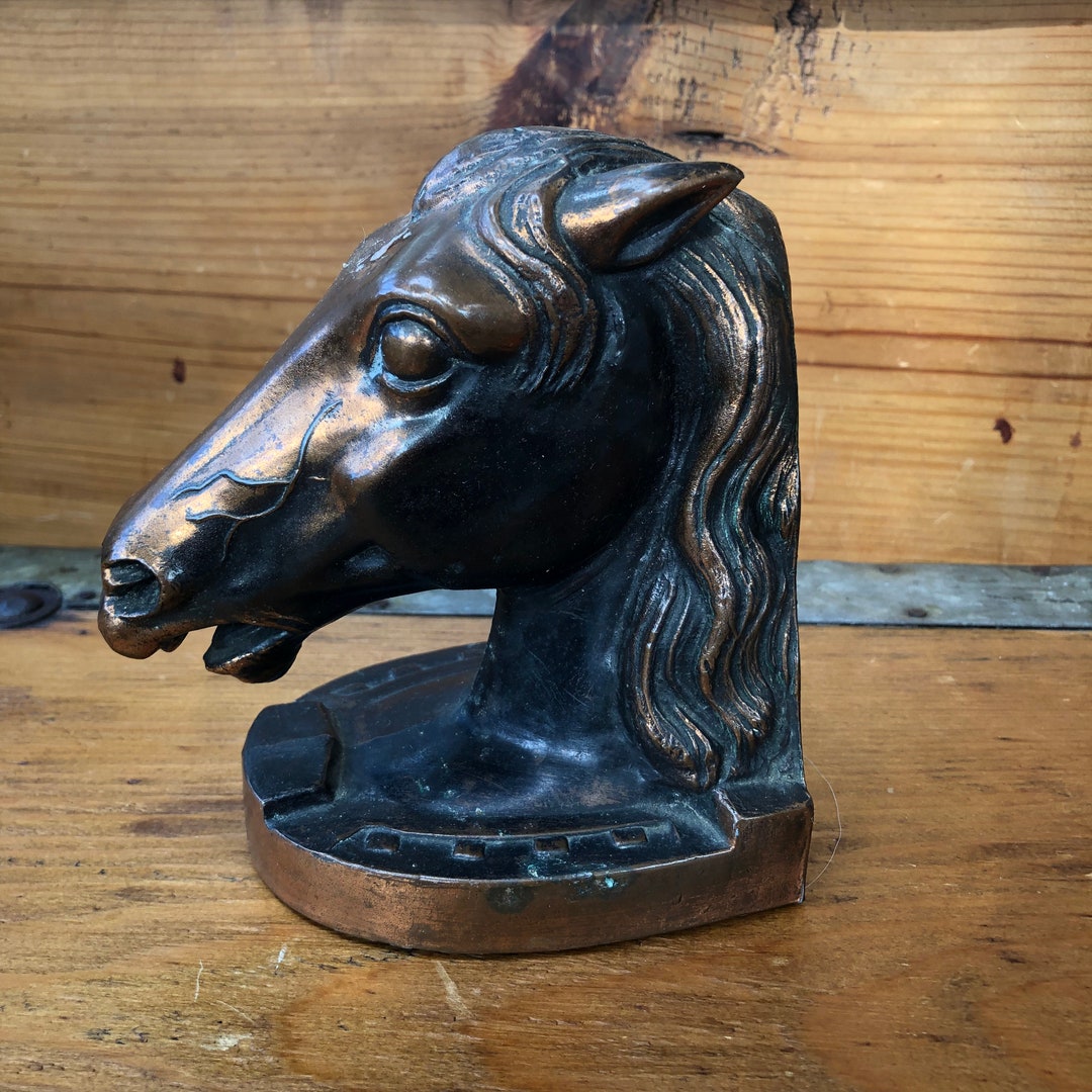 Vintage Copper Horse Head Sculpture/ Bookend, Mid Century, Farmhouse ...