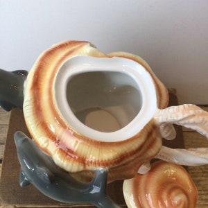 Vintage Novelty Teapot, Dolphins Conch Seashell, Beach Ocean Decor ...
