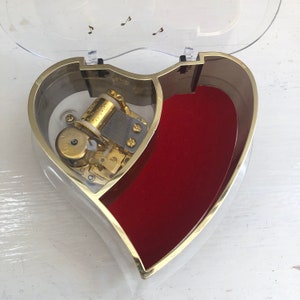 Vintage Heart Shaped Music Box, Jewellery Box, Memory Song, Clear ...