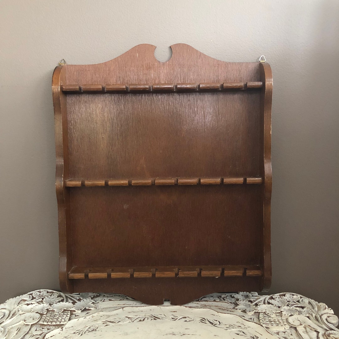 Vintage Spoon Rack Wall Display, Large, Collectible Souvenir Spoons ...