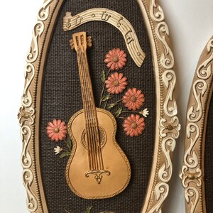 Vintage Chalkware Wall Relief Art, Violin, Guitar, Flowers, Musical ...