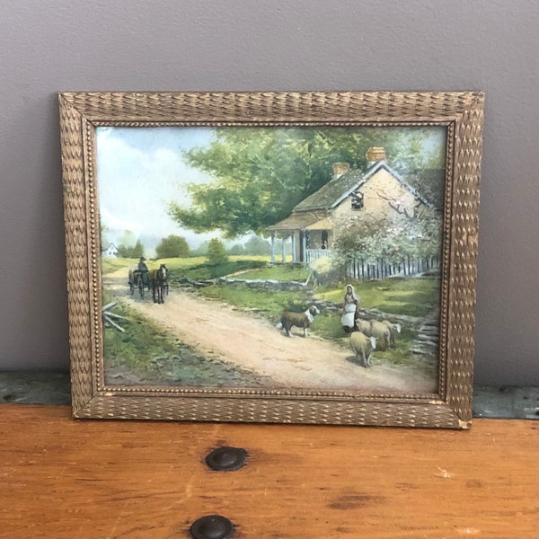 Antique Lithograph Farm Scene - Etsy