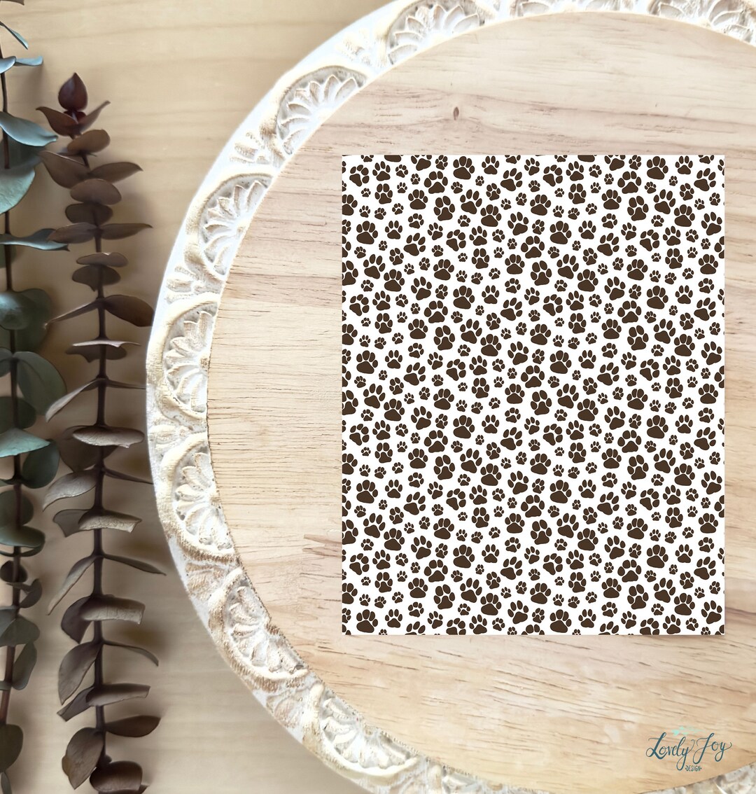 Dark Brown Paw Print Transfer Sheet Water Soluble Paper Polymer Clay ...