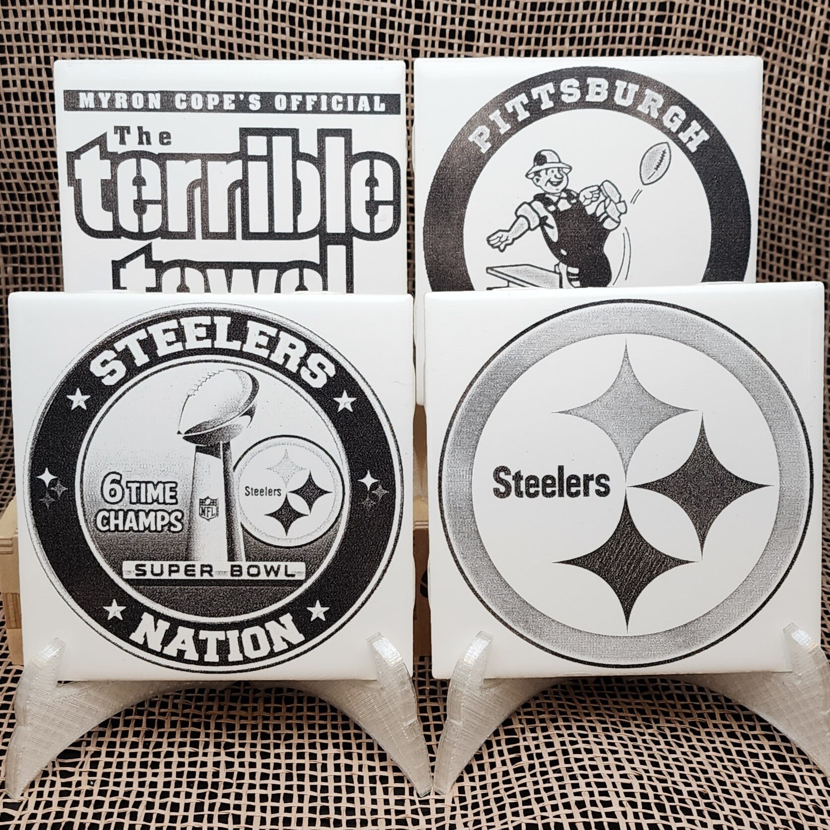 Pittsburgh Steelers Laser Engraved Ceramic Tile Coasters With - Etsy