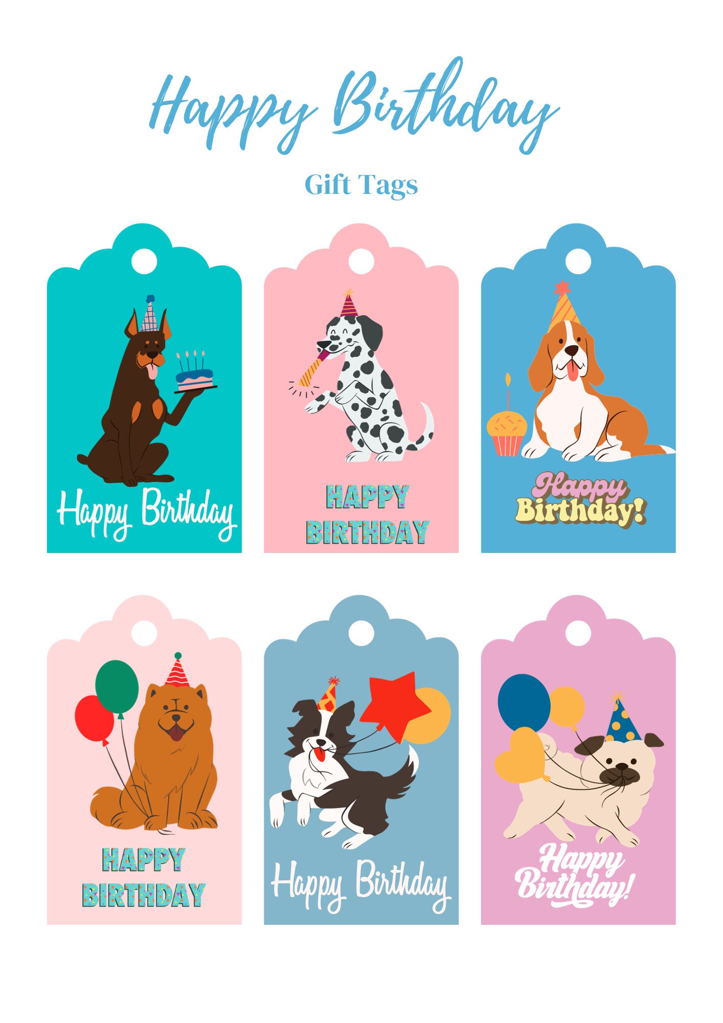 Pet Birthday Gift Tags, Cute Puppy and Kitten Designs (PDF) - Etsy