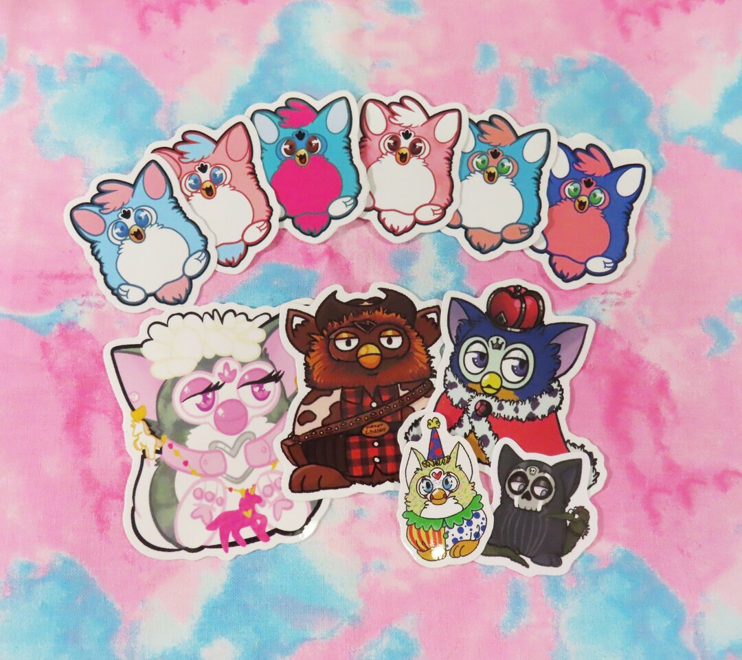 Furby Stickers -- Furby Baby (6 Colours!), Royal Furby, Cowboy Furby ...