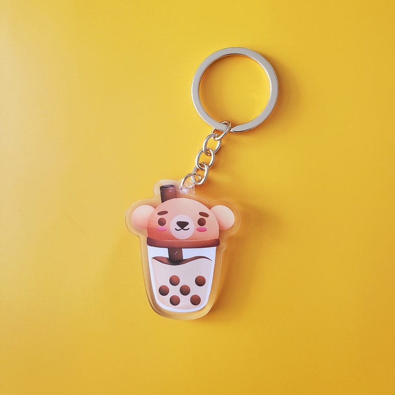 Boba Keychain Bear, Bubble Tea Drink Keychain, Bag Charm - Etsy