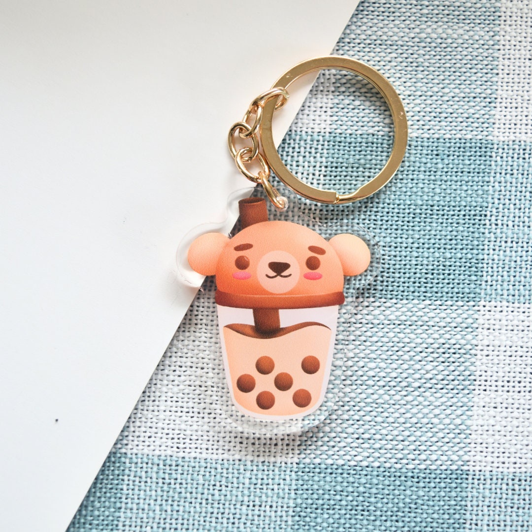 Boba Keychain Bear, Bubble Tea Drink Keychain, Bag Charm - Etsy