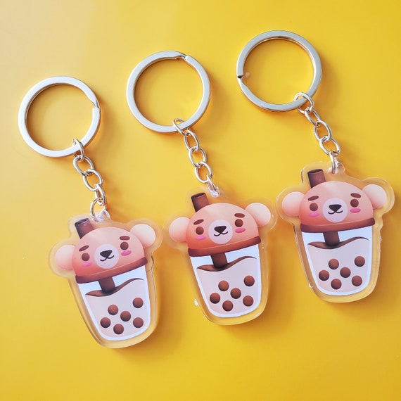 Boba Keychain Bear Bubble Tea Drink Keychain Bag Charm - Etsy