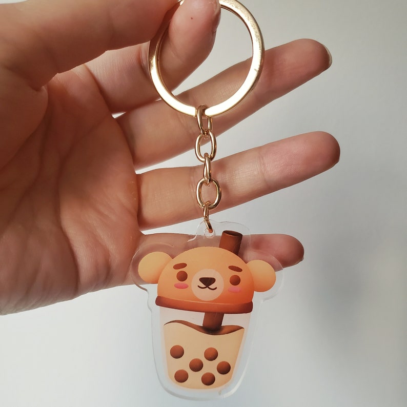 Boba Keychain Bear Bubble Tea Drink Keychain Bag Charm - Etsy
